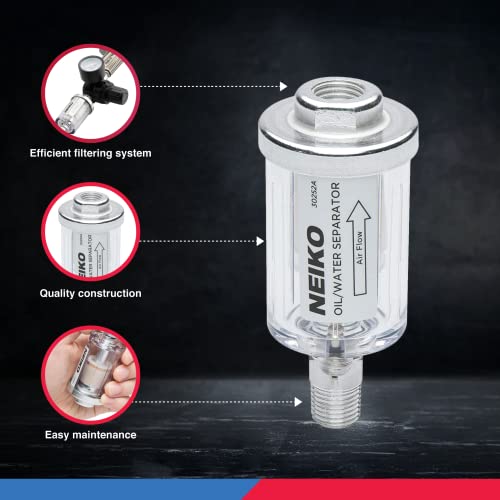 NEIKO 30252A Separador de Agua y Aceite para Pistola de Spray Air HVLP ...